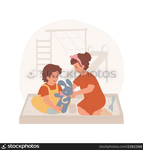 Siblings rivalry isolated cartoon vector illustration. Siblings sharing ...