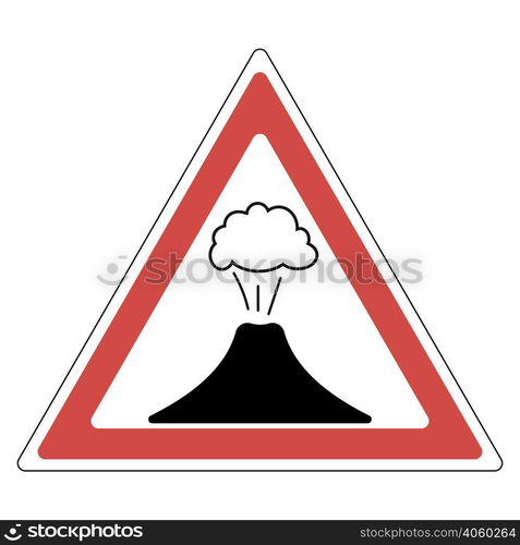 sign the danger of a volcanic eruption, a warning sign volcano in the ...