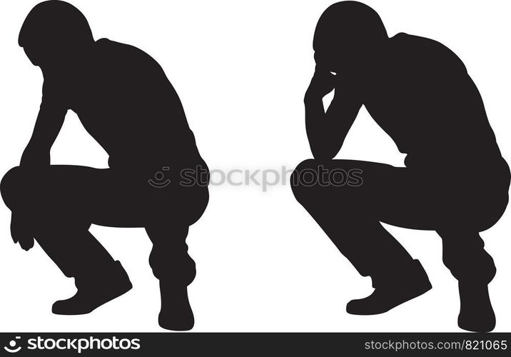 silhouettes of sad people crouching — Stockphotos.com