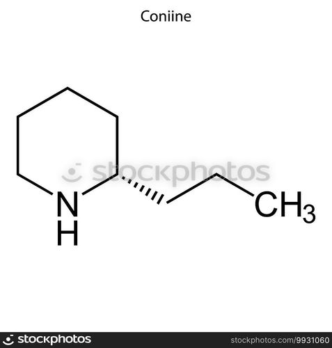 Skeletal formula of Coniine. chemical molecule . Template for your ...