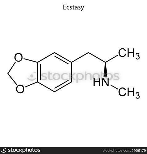 Skeletal formula of Ecstasy. Chemical molecule. . Template for your ...