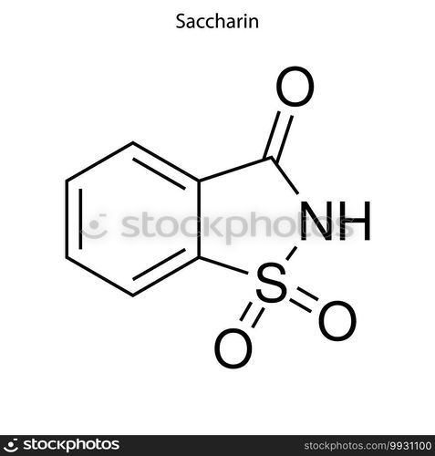 Skeletal formula of Saccharin. chemical molecule . Template for your ...