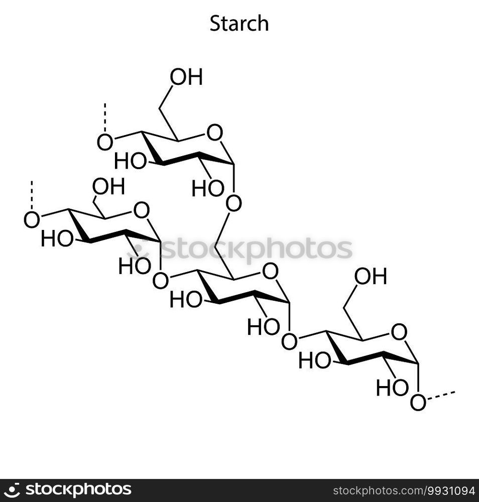 Skeletal formula of starch. chemical molecule . Template for your ...