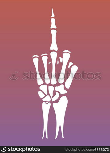 Skeleton hand sign with middle finger. Skeleton hand sign, vector ...