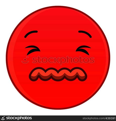 Skeptical red emoticon icon. Cartoon illustration of skeptical red ...