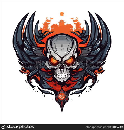 Skull emblem vector logo. Agressive human skull.. Skull emblem vector ...