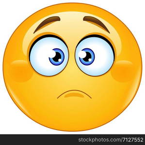 Shy emoji emoticon looking down — Stockphotos.com