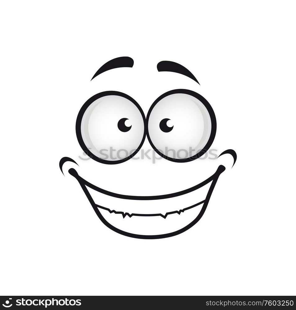Smiling emoji with open mouth isolated cartoon face. Vector emoticon ...