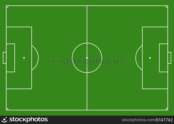 Soccer field, vector illustration. Football field with lines and areas ...