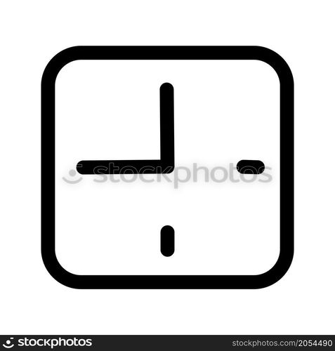 Square clock icon. Simple design. Modern line art. Outline silhouette. Logo style. Vector ...