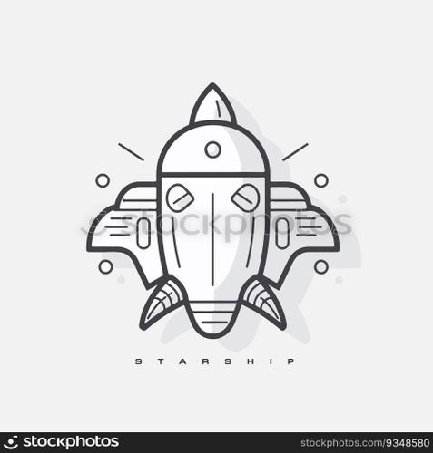 Starship logo. Space satelite retro shuttle moon discovery logotypes of ...