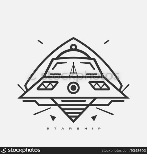 Starship logo. Space satelite retro shuttle moon discovery logotypes of ...