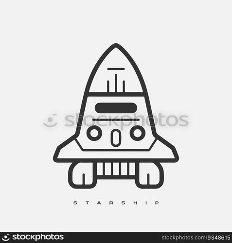 Starship logo. Space satelite retro shuttle moon discovery logotypes of ...