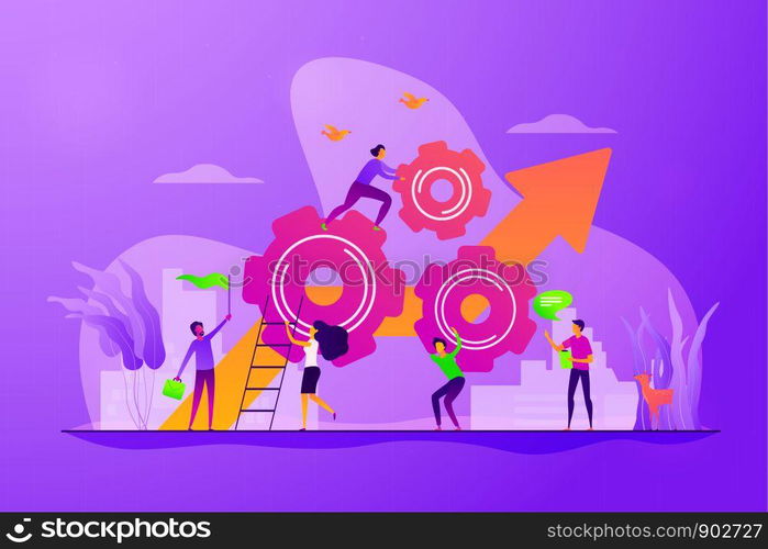 Startup work, success. Effective team-working, teamwork projects ...