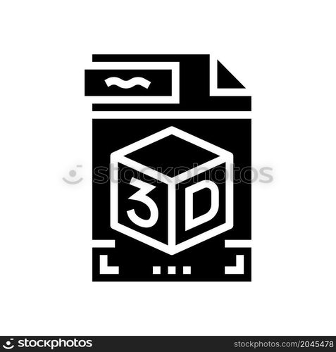stl 3d file glyph icon vector. stl 3d file sign. isolated contour ...