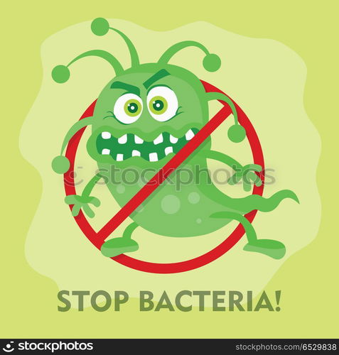 Stop Bacteria Cartoon Vector Illustration No Virus. Stop bacteria ...