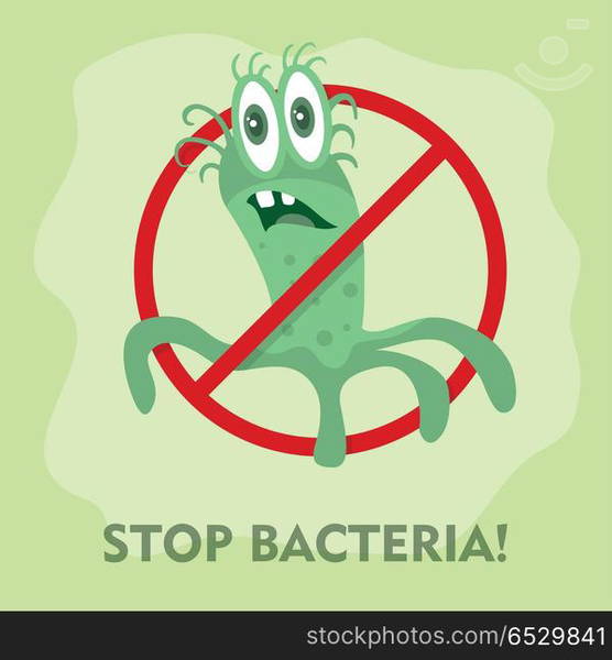 Stop Bacteria Cartoon Vector Illustration No Virus. Stop bacteria ...