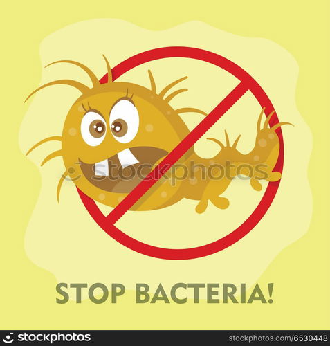 Stop Bacteria Cartoon Vector Illustration No Virus. Stop bacteria ...