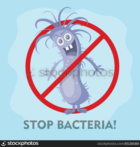 Stop Bacteria Cartoon Vector Illustration No Virus. Stop bacteria ...