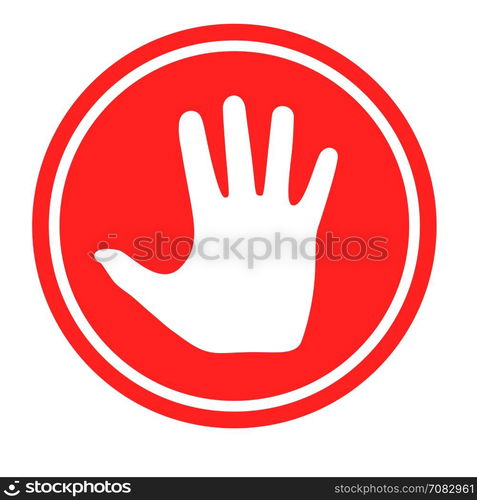 Stop sign with human hand.. Stop sign with human hand. Warning symbol ...