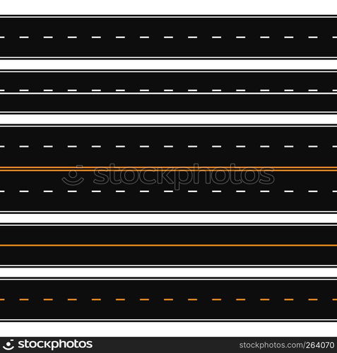 Straight roads seamless. Endless asphalt street, top view roadway ...