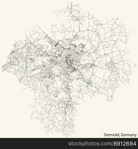 Detailed navigation black lines urban street roads map of the German ...