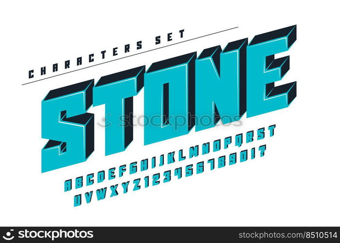 Strong characters alphabet design, typeface, letters and numbers ...