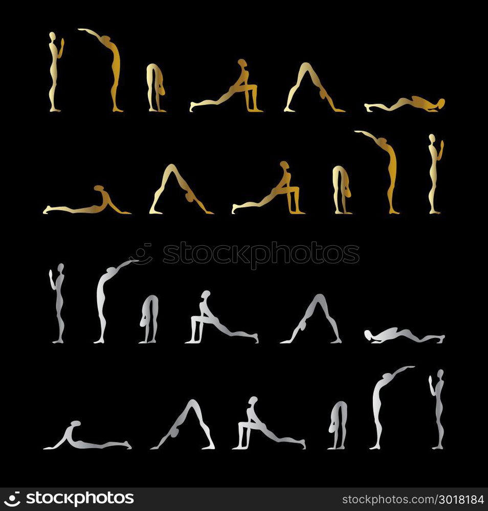 Surya Namaskar Set Salutation The Sun Yoga Infographics Surya