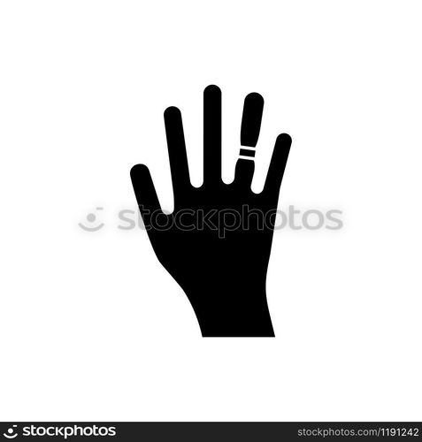 Swelling glyph icon. Weight gain. Swollen finger. Bloating on arm. Hand ...