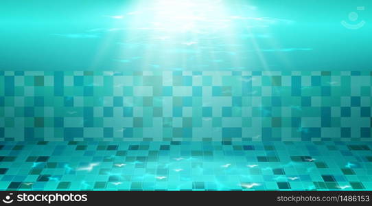 Swimming pool with blue water, ripples and highlights. Texture of water ...
