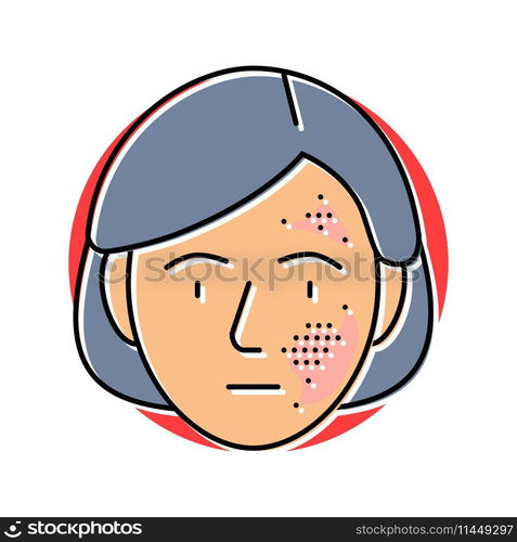 swollen face limbs disease symptom color icon vector. swollen face ...