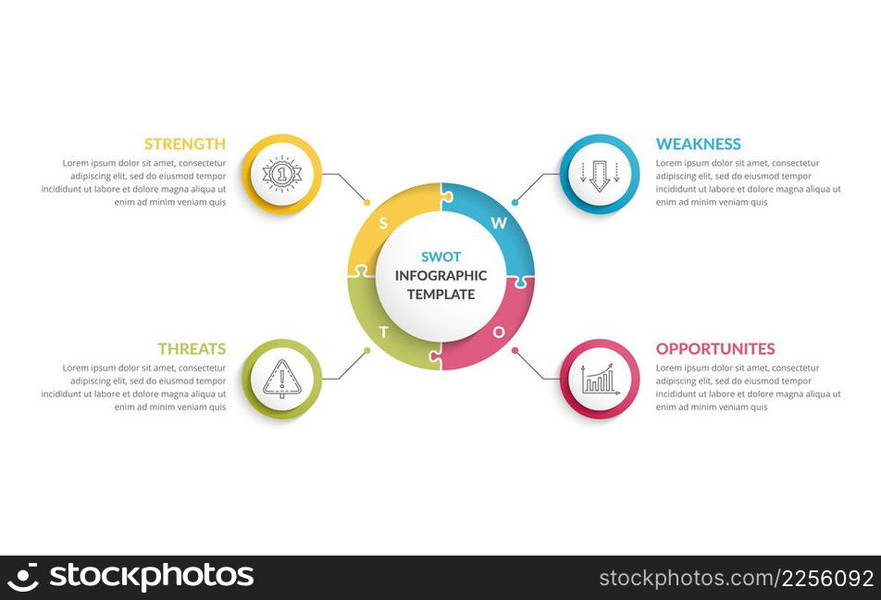 SWOT analysis, circle diagram, infographic template, vector eps10 ...