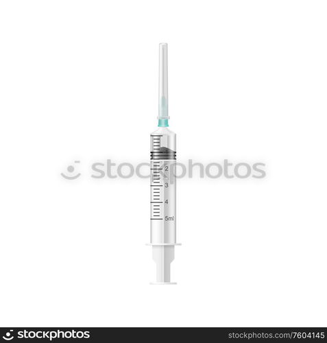 Syringe to make injections isolated realistic mockup. Vector ...