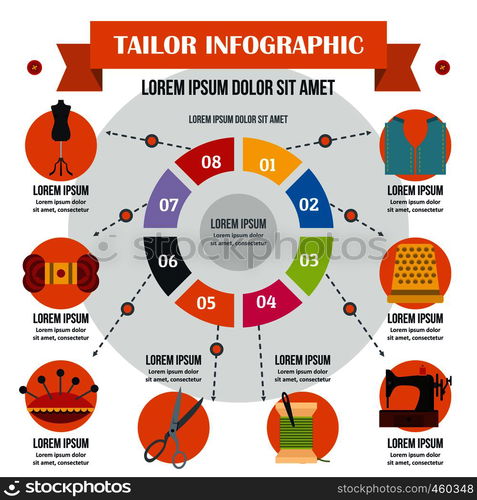 Tailor infographic banner concept. Flat illustration of tailor ...