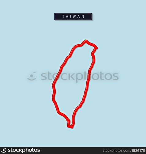Taiwan bold outline map. Glossy red border with soft shadow. Country ...