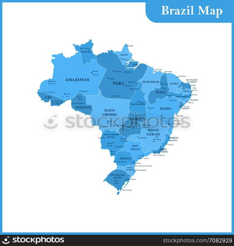 The detailed map of the Brazil. The detailed map of the Brazil with ...