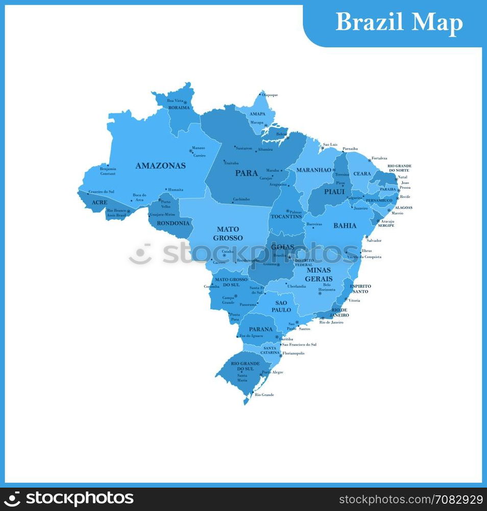 The detailed map of the Brazil. The detailed map of the Brazil with ...