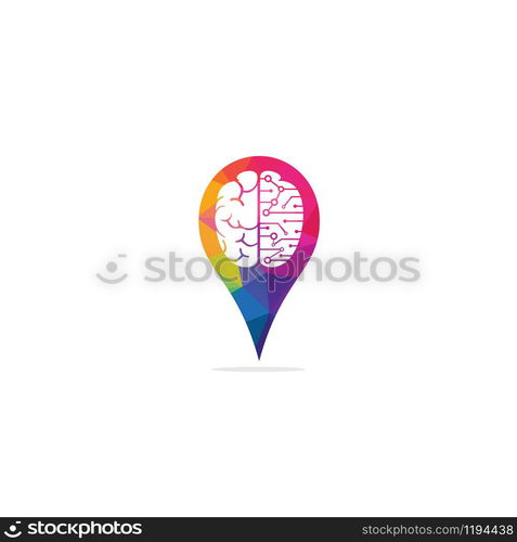 Think location logo. Brain with location pin logo design. Smart pin ...