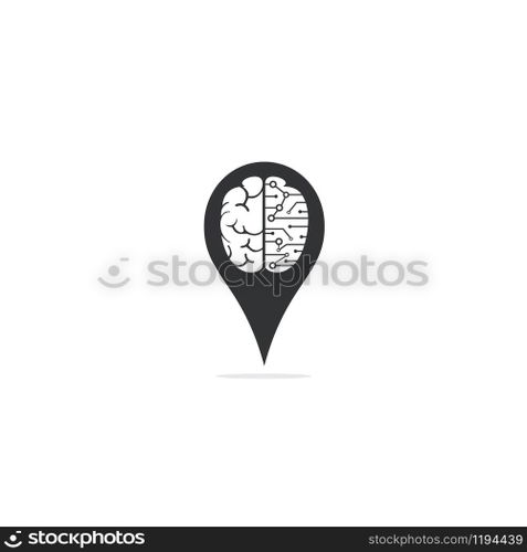 Think location logo. Brain with location pin logo design. Smart pin ...