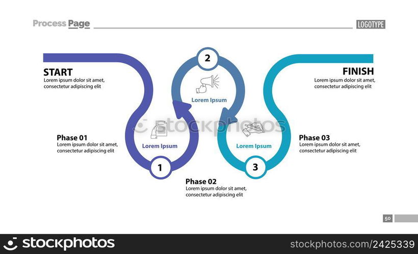 Three phase flow chart template. Element of diagram, infographic ...