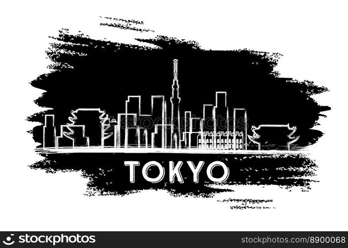 Tokyo Skyline Silhouette. Hand Drawn Sketch. Vector Illustration ...