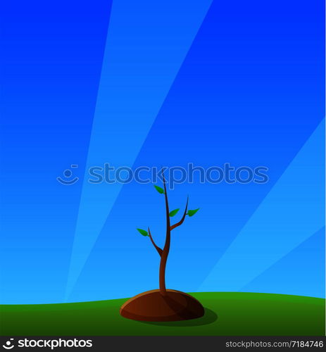 Tree growing concept background. Cartoon illustration of tree growing ...