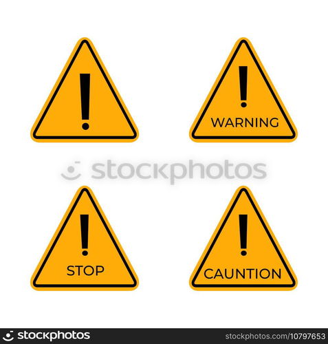 Triangular warning symbols with exclamation mark. Vector illustration ...