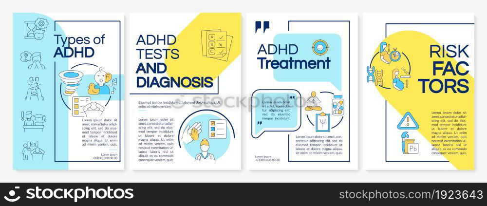 Types of ADHD brochure template. Treatment and risk factors. Flyer ...