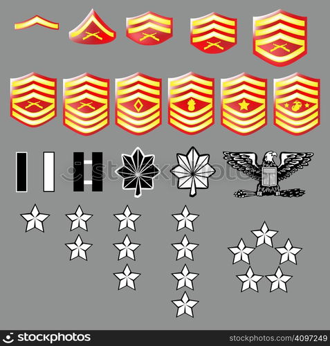 US Marine Corps rank insignia for officers and enlisted in vector ...