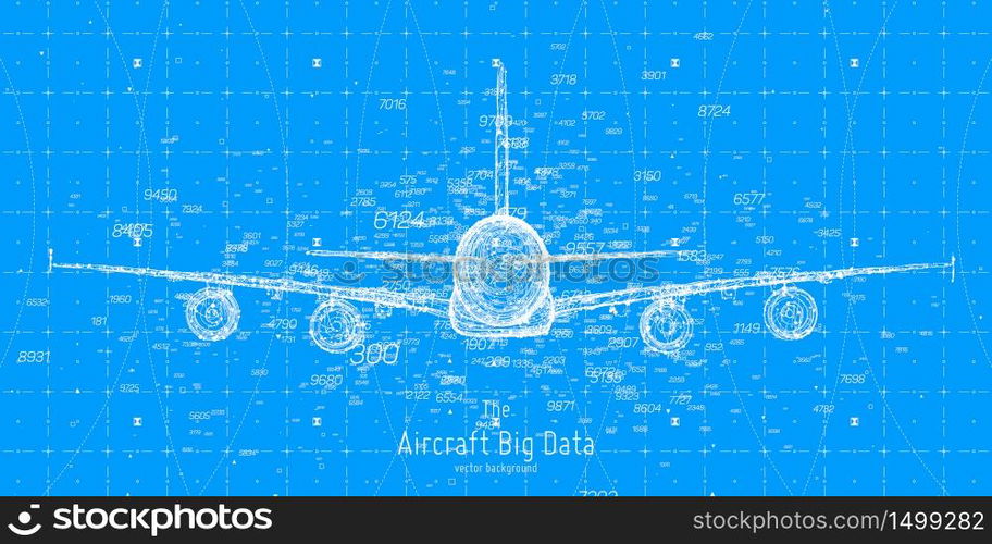 Vector abstract plane big data graph visualization. Aircraft ...