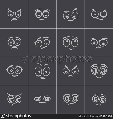 Vector black cartoon eyes set on grey background. Vector black cartoon ...