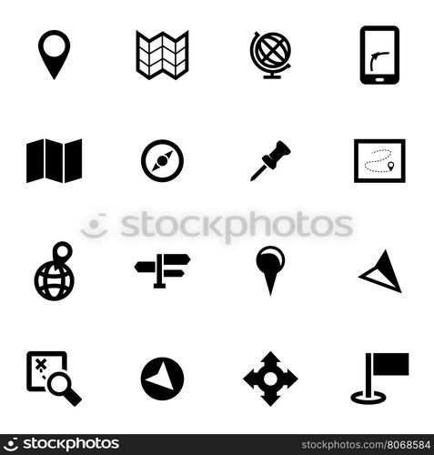 Vector black map icon set. Vector black map icon set on white ...