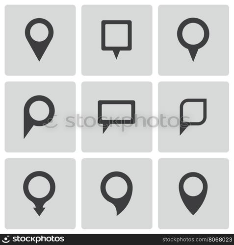 Vector black map pointer icons set on white background. Vector black ...