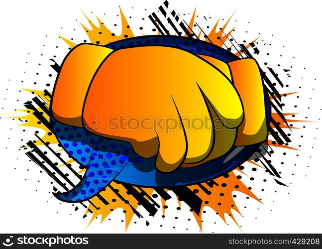 Vector cartoon hands making handshake. Illustrated hand sign on comic ...